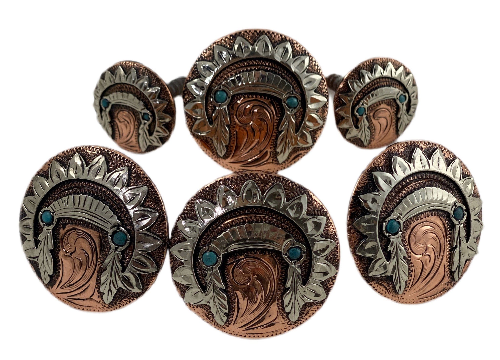 CBCONCH 124E Copper Indian Head Dress Conchos | Corriente Buckle